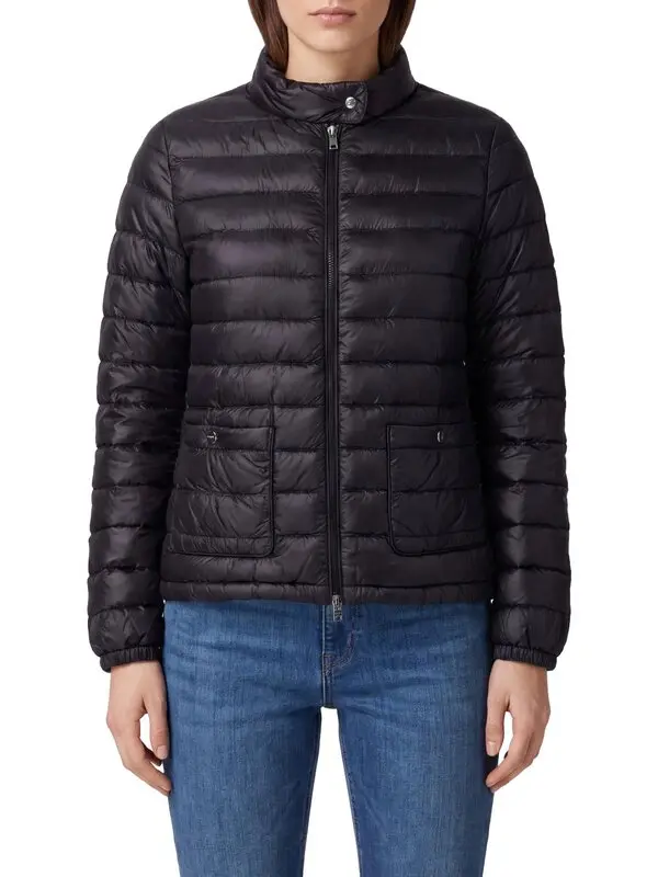 Herno Short Ultralight Nylon Down Jacket With Biker Collar - Black