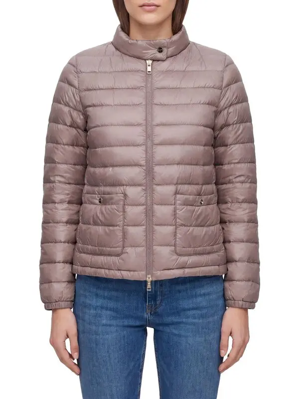 Herno Short Ultralight Nylon Down Jacket With Biker Collar - Cyclamen