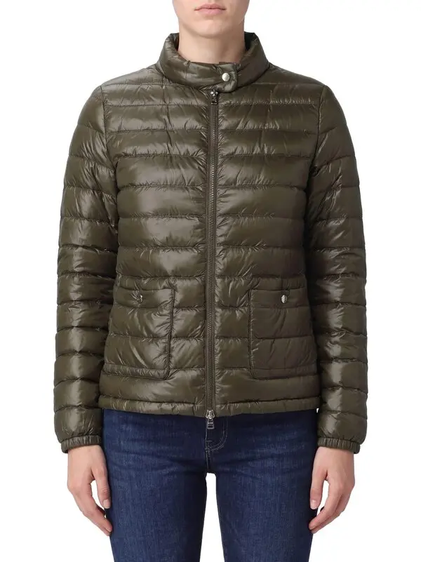 Herno Short Ultralight Nylon Down Jacket With Biker Collar - Green