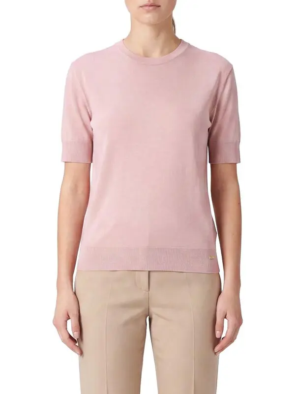 Herno Short-sleeve Crewneck T-shirt In Lyocell And Cotton Blend - Blush Pink