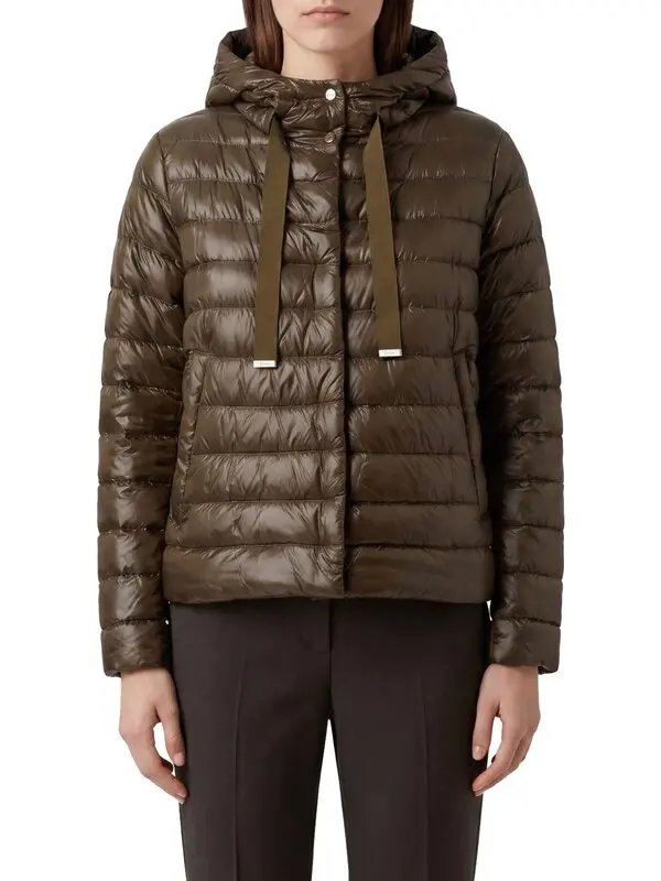 Herno Quilted Ultra-light Nylon Short Down Jacket With Hood - Green