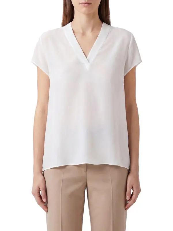Herno Viscose V-neck Blouse - White
