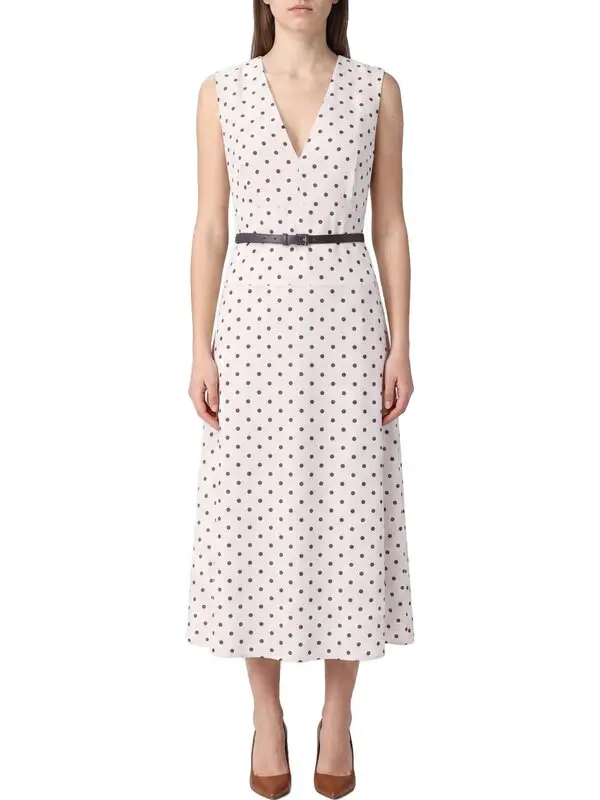 PAROSH P.a.r.o.s.h. Polka Dot Silk Crêpe De Chine Midi Dress - Nude