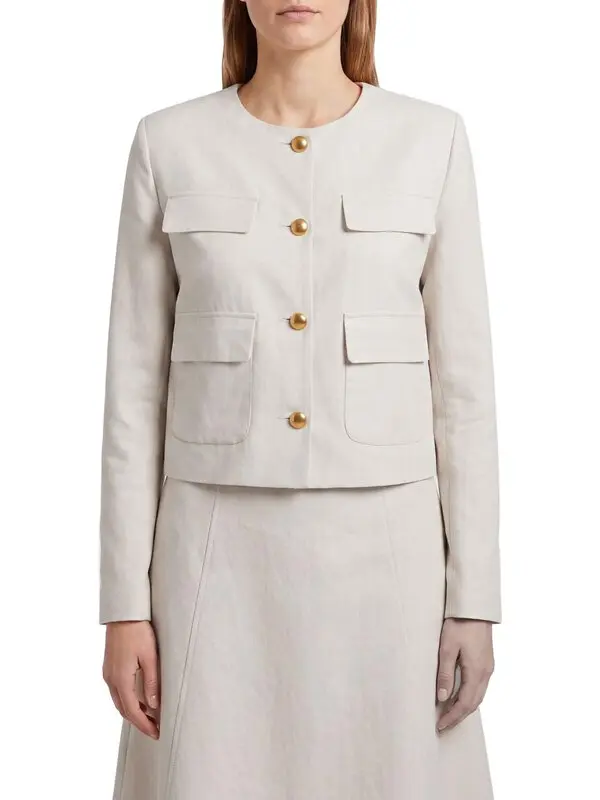 PAROSH Cropped Jacket With Button Details - Nude
