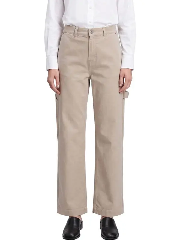 PAROSH P.a.r.o.s.h. High-waisted Straight-leg Stretch Cotton Trousers - Nude