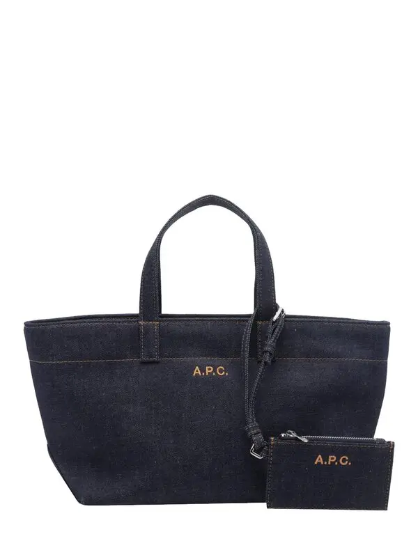 A.p.c. Denim Tote Bag With Pouch - Blue