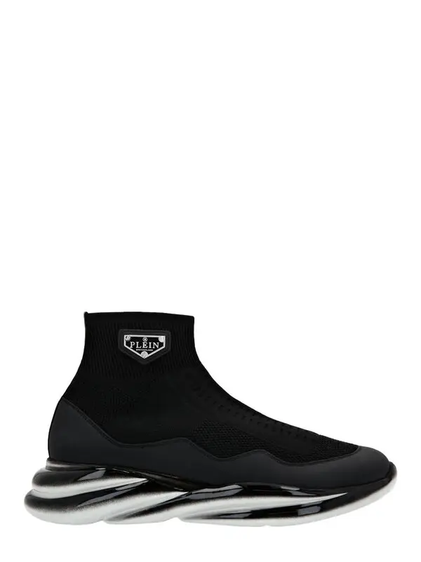 Philipp Plein High-top Sock Slip-on Sneakers With Leather Inserts - Black