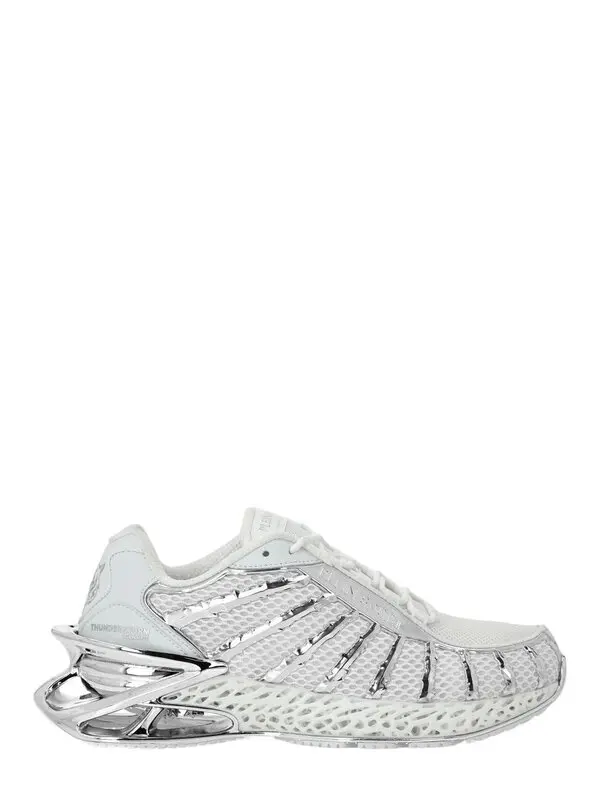PLEIN SPORT Bi Thunderstorm Genx Sneakers In Mesh With Chunky Sole - White