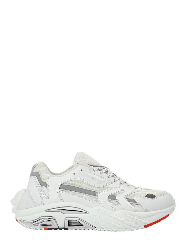 PLEIN SPORT Leather And Mesh Sneakers With Abstract Design - White