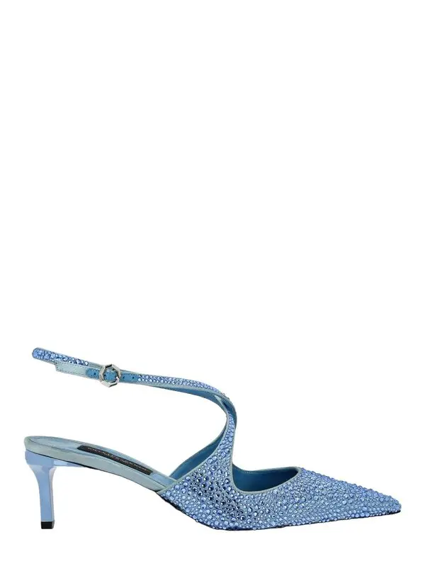 Philipp Plein Embellished Satin Pumps With Ankle Strap - Turquoise