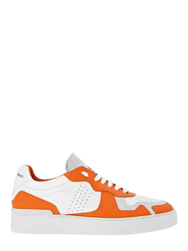 Philipp Plein Bi-smooth Leather Low-top Sneakers With Perforated Toe And Rear Logo - Orange