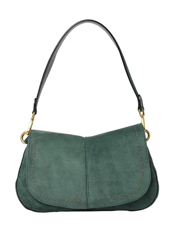 GIANNI CHIARINI Helena Suede Shoulder Bag With Flap And Removable Handle - Green