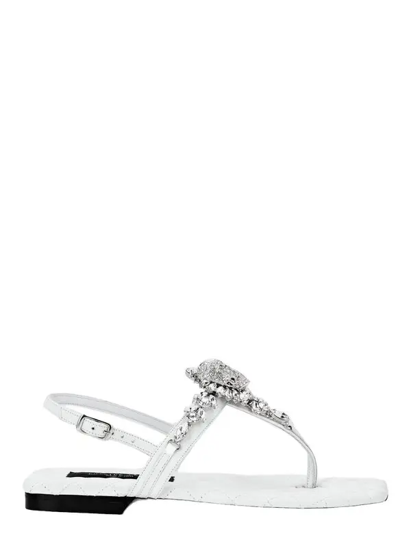 Philipp Plein Embellished Flat Sandals - White