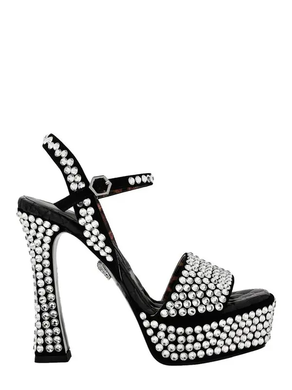 Philipp Plein Embellished Heeled Sandals - White