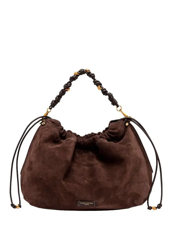 GIANNI CHIARINI Twisted Handle Drawstring Bag - Coffee