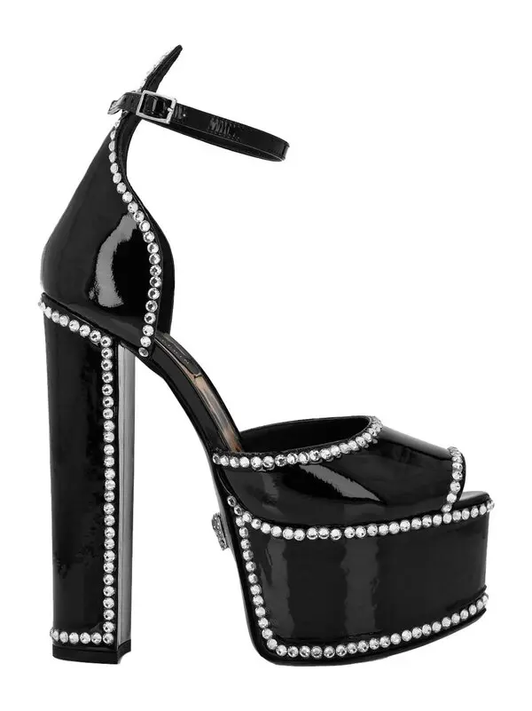 Philipp Plein Embellished Platform High Heel Sandals - Black