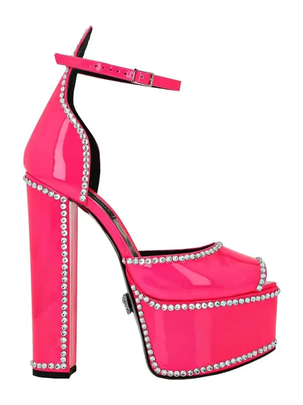 Philipp Plein Embellished Platform High Heel Sandals - Pink