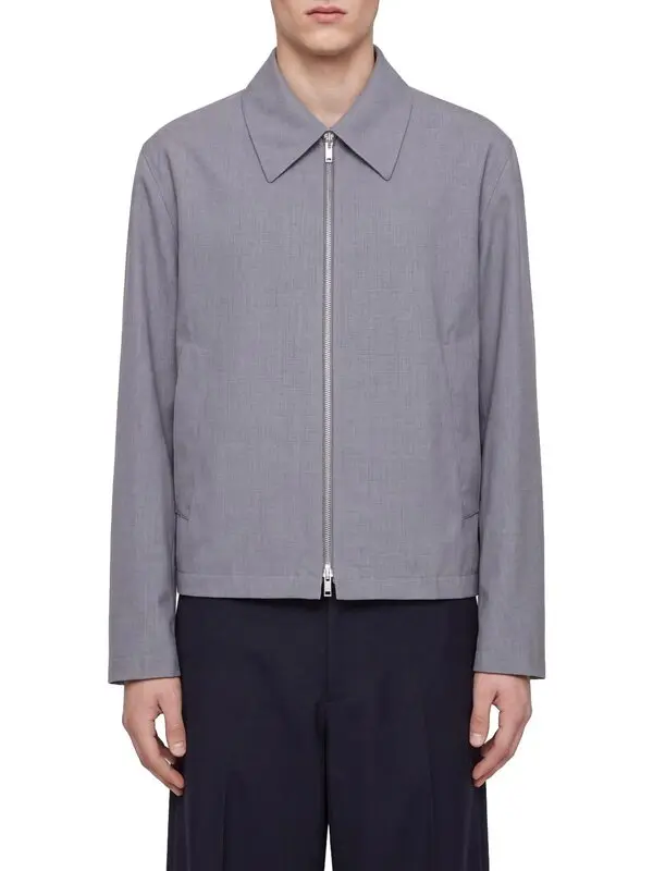 JIL SANDER Wool Zip-up Shirt Jacket - Grey