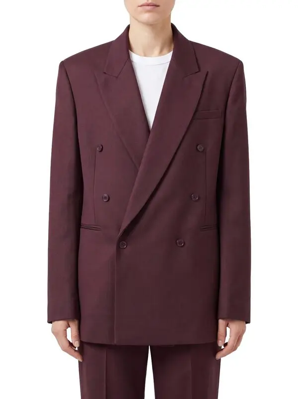 THE FRANKIE SHOP Double Breasted Jacket - Amaranth