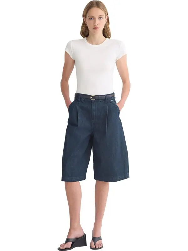 Everlane High-rise Pleated Culotte - Dark Rinse