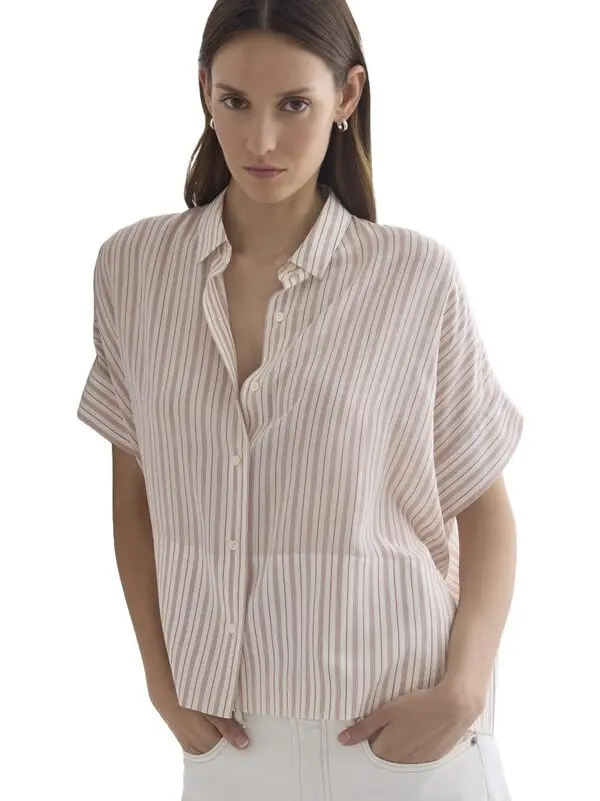 Everlane Washable Silk Boxy Shirt - Bone/rose