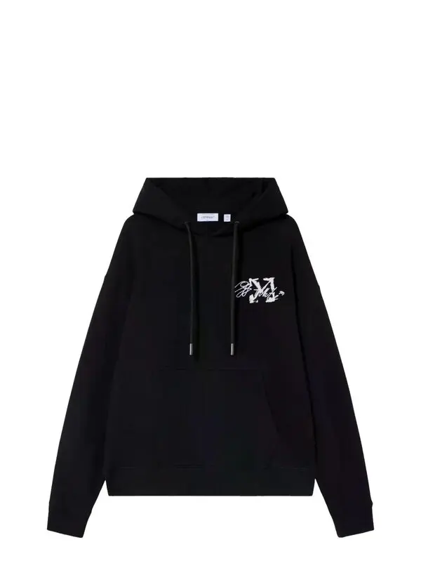 Off-White Logo Print Drawstring Hoodie - Black