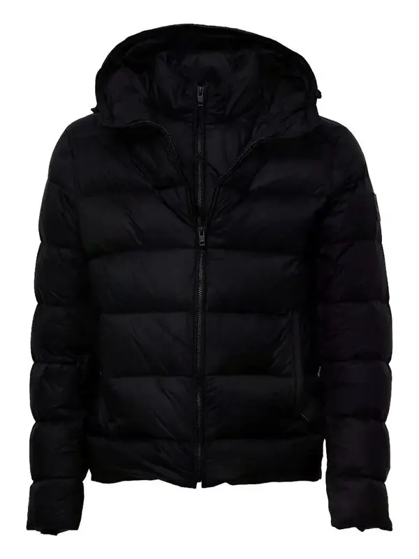 FAY Quilted Hooded Coat - Black