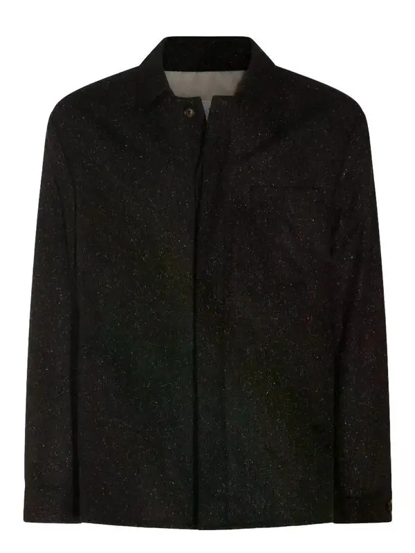 Eleventy Herringbone-pattern Shirt Jacket - Black