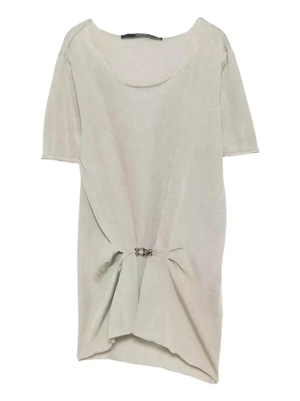 LANVIN Beige Silk Draped Hook-fastening Blouse - Neutrals