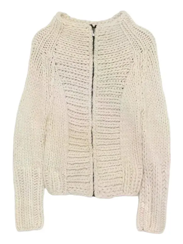 Gucci Chunky Knit Zip-up Jacket - Neutrals