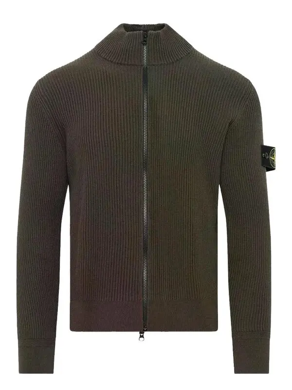 Stone Island 5100017 Rws Wool Loose-fit Zip-up Jumper - Green