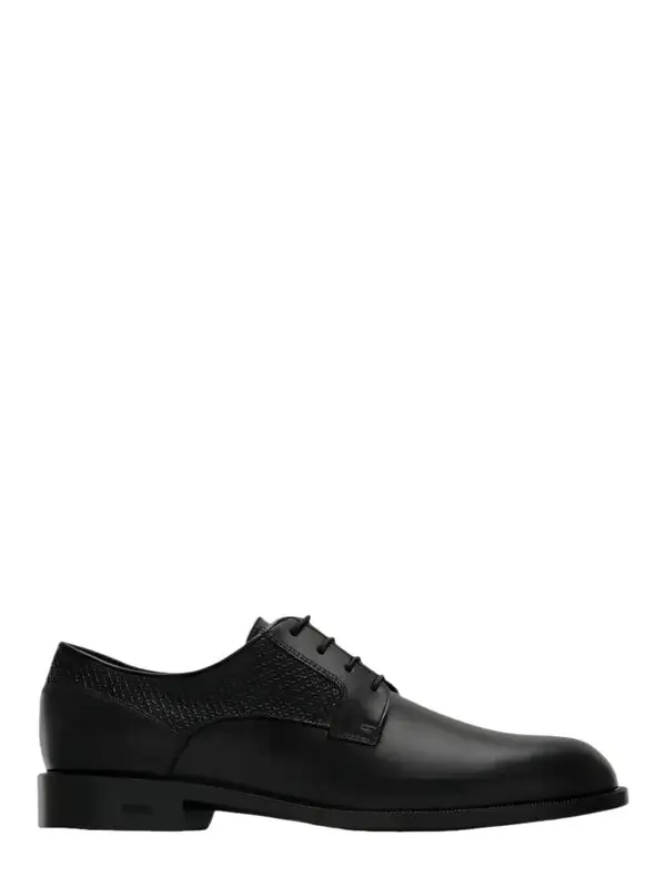 BOSS Micro-pattern Leather Derby Shoes - Black