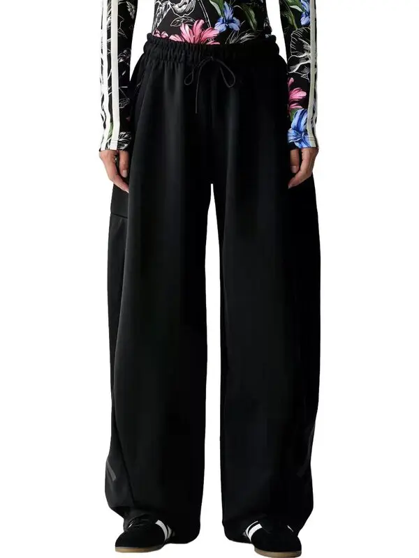 Adidas Logo-print Drawstring Wide-leg Track Pants - Black