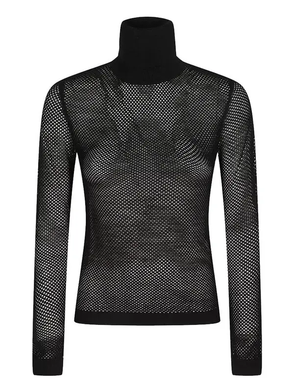 P.a.r.o.s.h Open-knit Roll-neck Sweater - Black