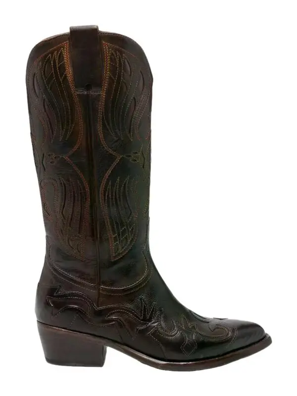 ERALDO Erlado Embroidered Leather Western Boots - Brown