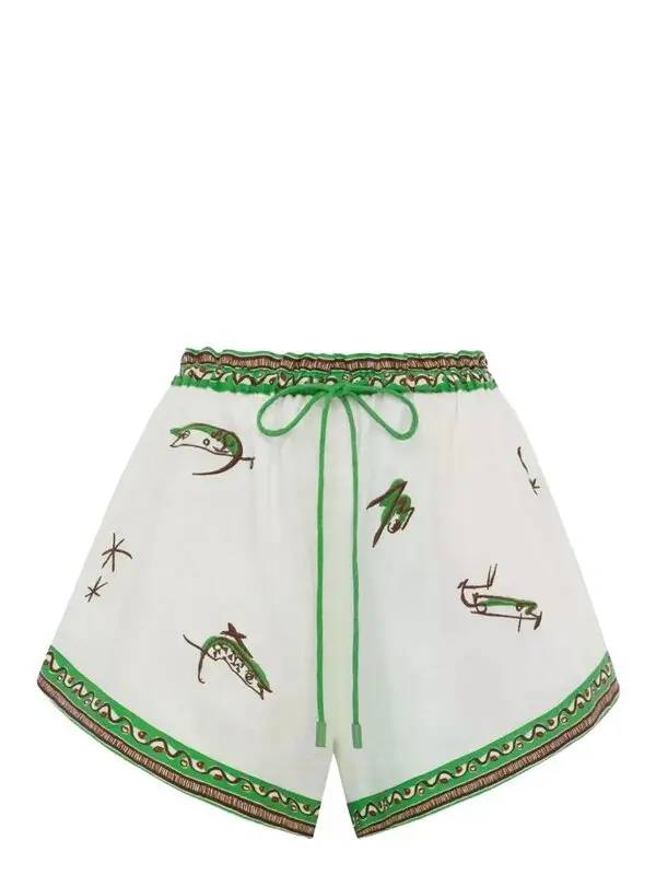 ALEMAIS Alemas Wanda Embroidered Relaxed Fit Shorts - Neutrals