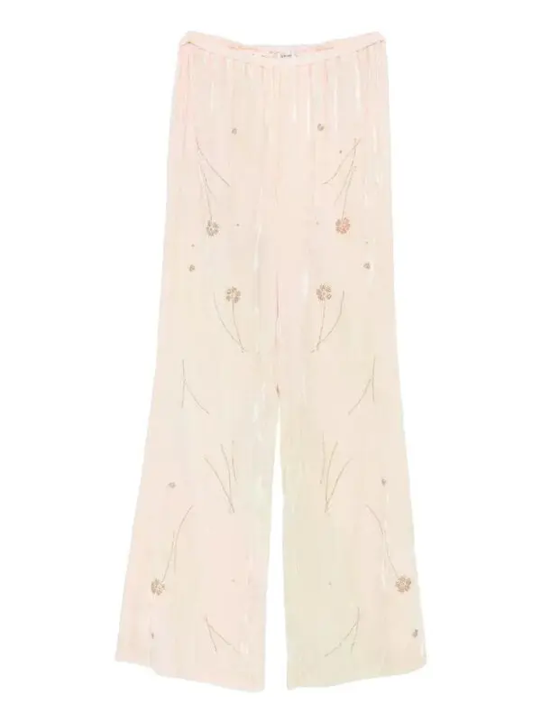 FORTE_FORTE Embroidered Palazzo Pants - Pink