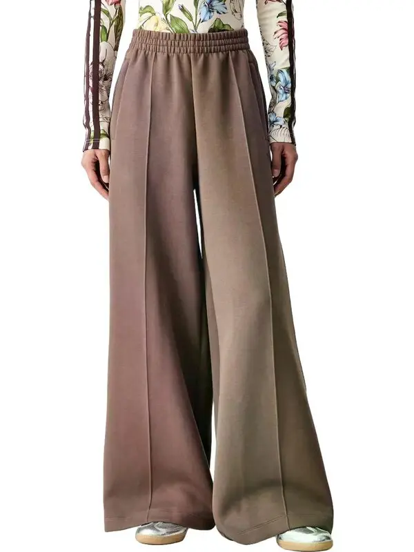 Adidas Embroidered Logo Wide-leg Track Pants - Brown