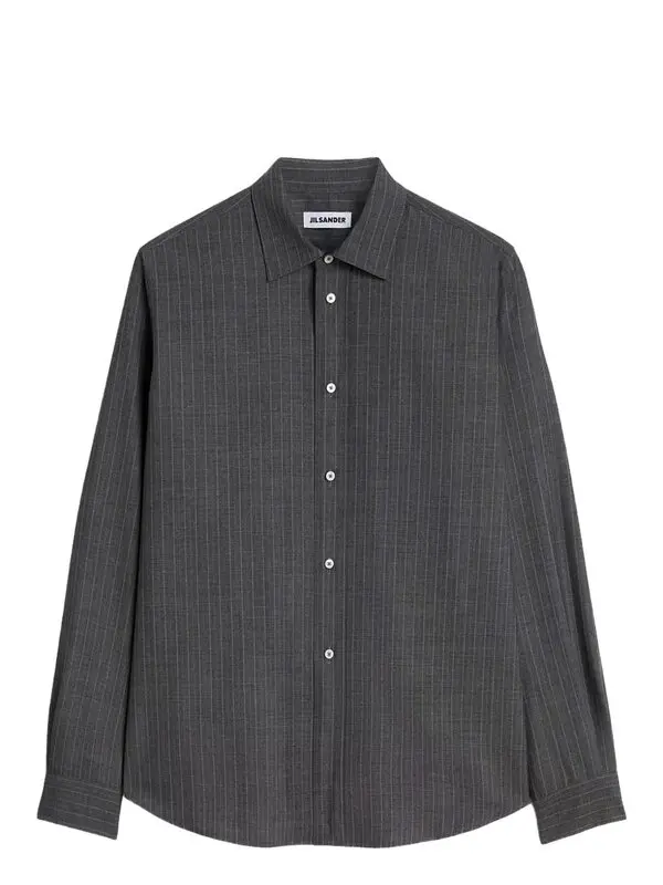 JIL SANDER Pinstripe-pattern Wool Shirt - Grey