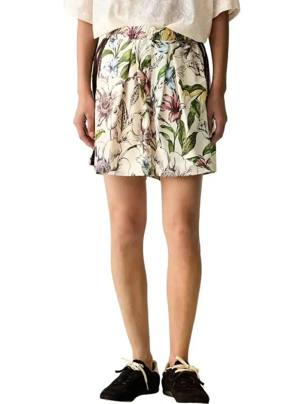 Adidas X Farm Rio Printed Double-knit Shorts - Neutrals