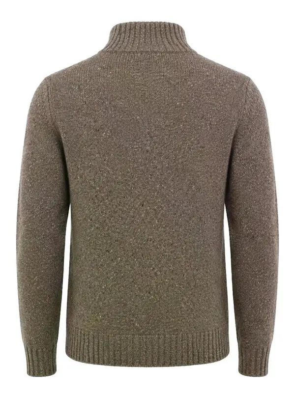 MOORER Fedro Heavy-weight Knit Half-zip Sweater - Brown