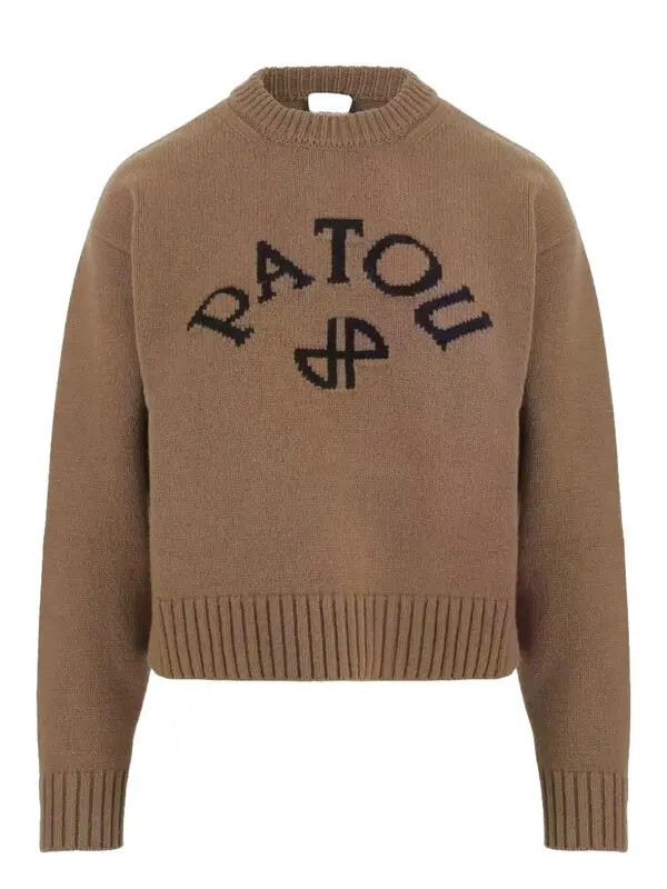 PATOU Embroidered Crew Neck Sweater - Brown