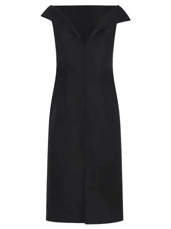 Balenciaga Off-the-shoulder Midi Dress - Black