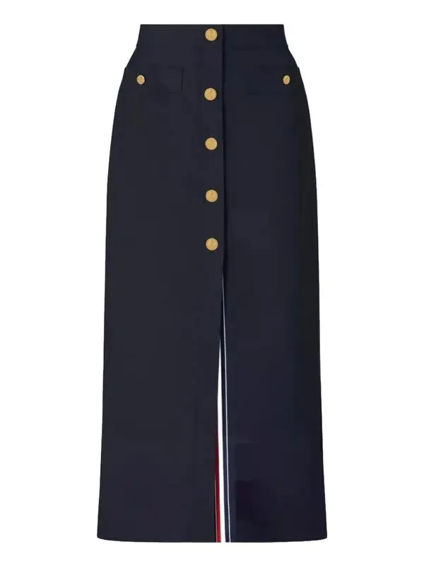 Thom Browne Midi Skirt With Button Detail - Blue