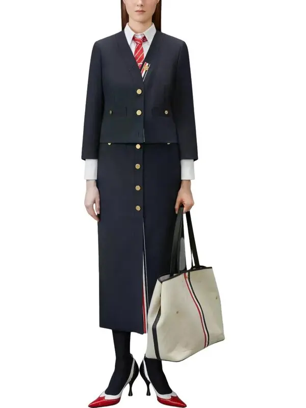 Thom Browne Midi Skirt With Button Detail - Blue