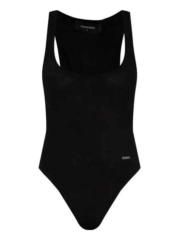 Dsquared2 Ribbed-knit Logo Plaque Bodysuit - Black