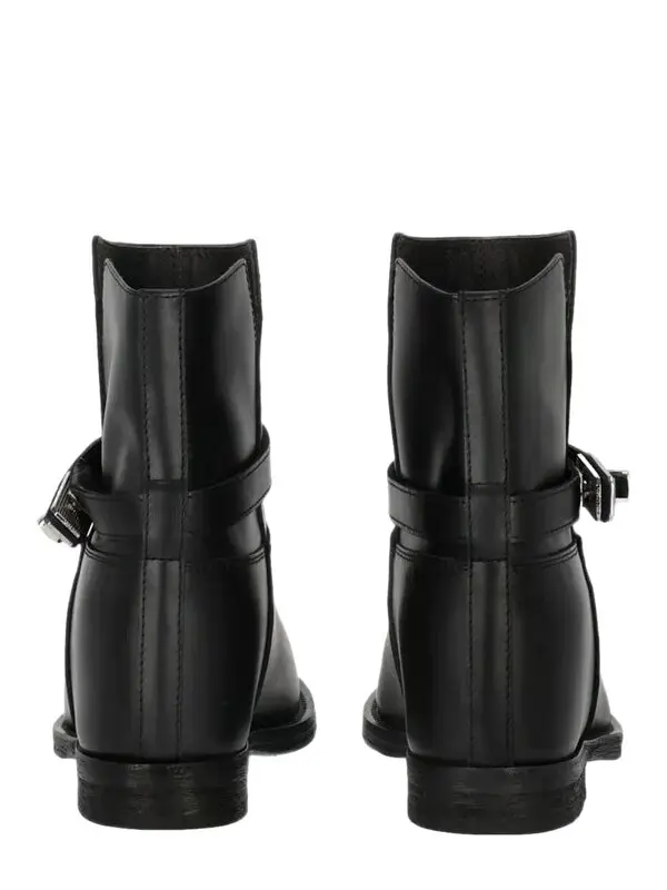 VIA ROMA 15 Leather Ankle Boots With Turn-lock Strap - Black