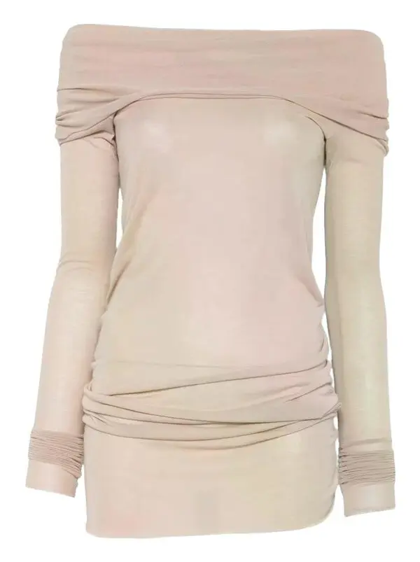 Rick Owens Off-shoulder Long Sleeve T-shirt - Neutrals