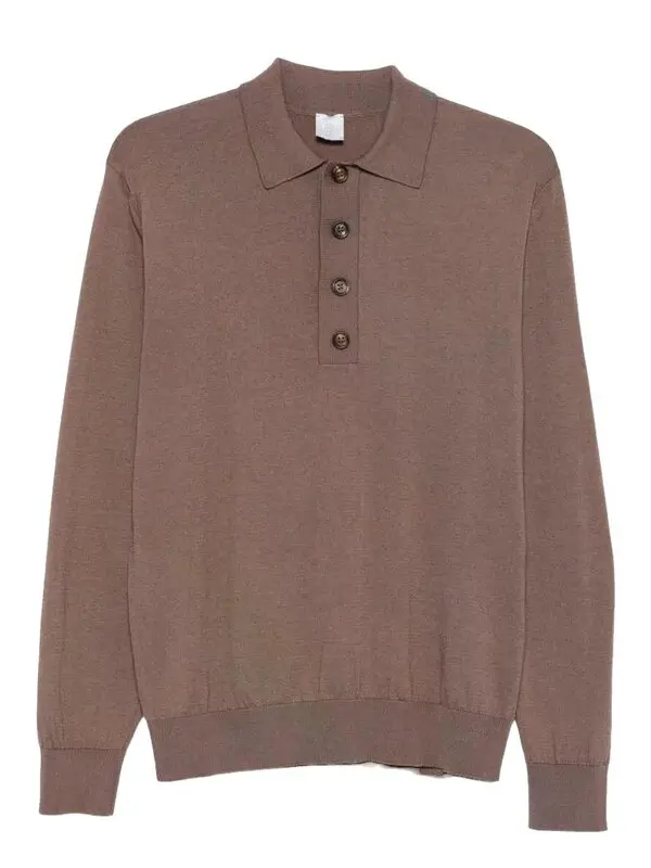 Eleventy Long-sleeve Polo Shirt - Brown