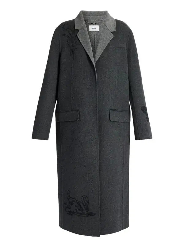 Erdem Embroidered Melange Coat - Grey